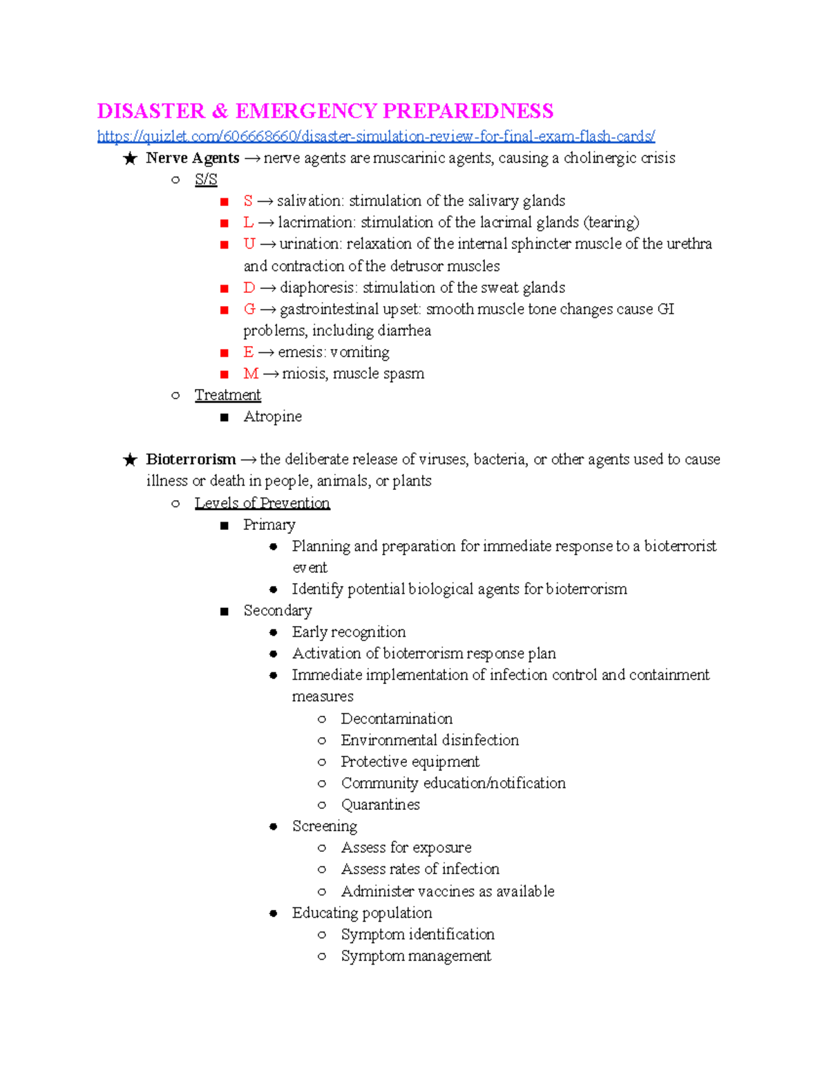 N327 Final Exam Blueprint - Google Docs - DISASTER & EMERGENCY ...