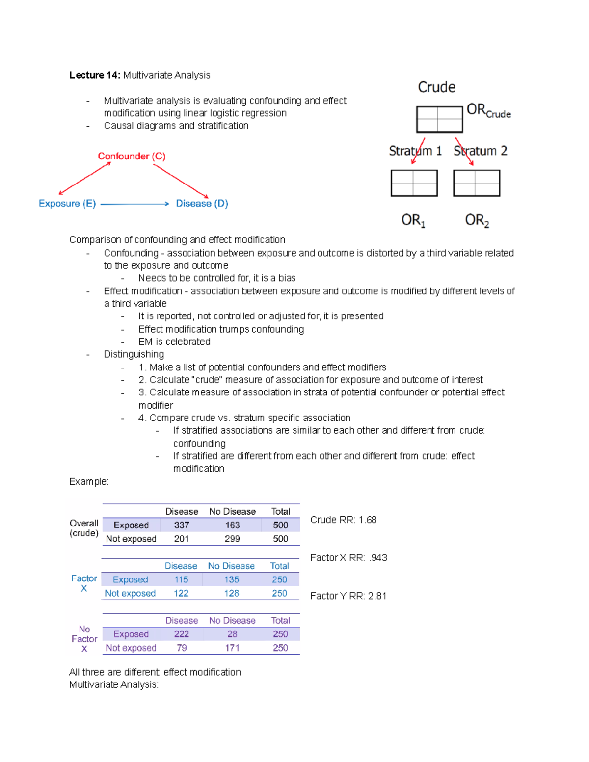 Lecture 14 pt 1 - Lecture 14: Multivariate Analysis Multivariate analysis is evaluating ...