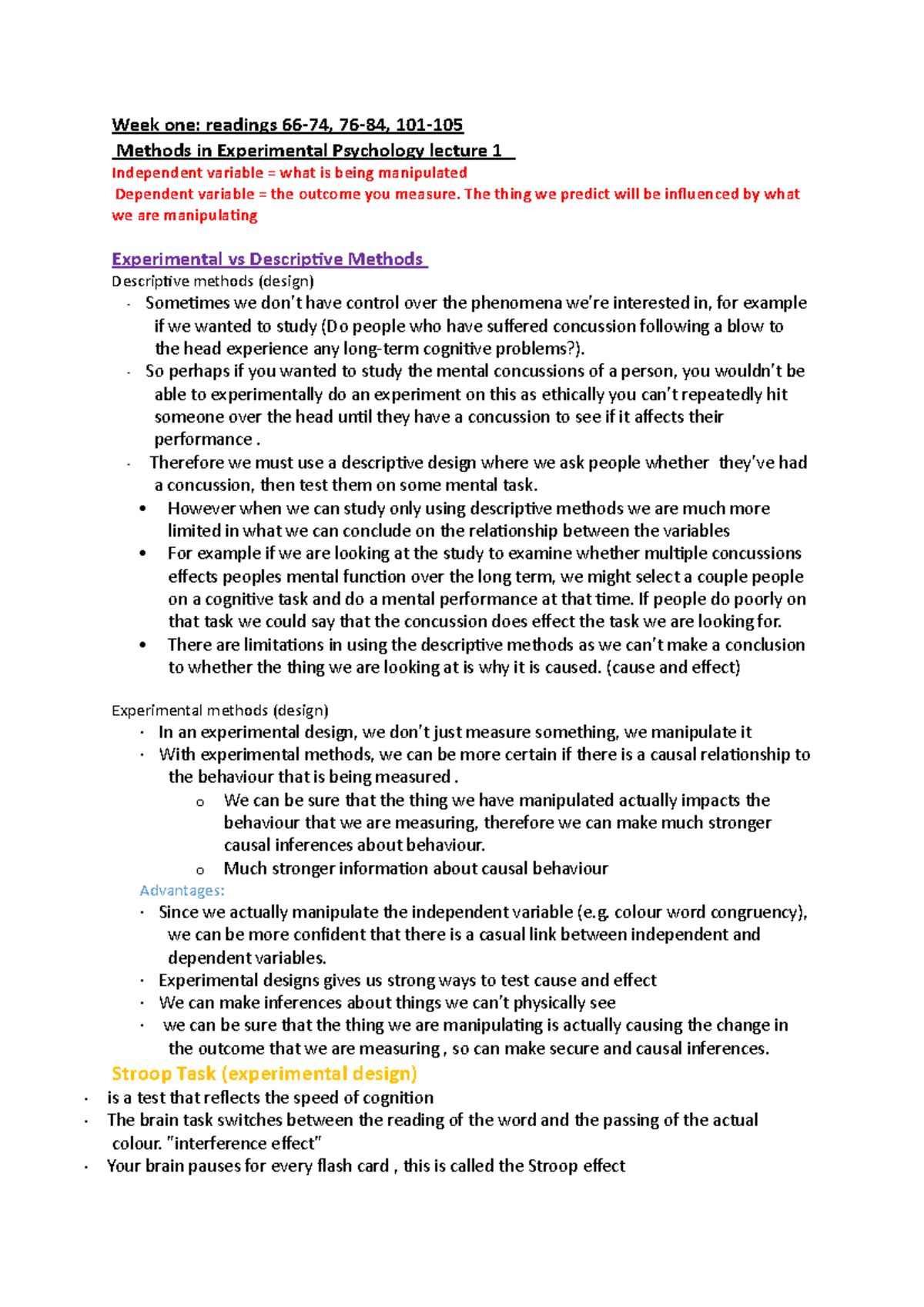 PSYC notes for 121/122 covers all the basis - Week one: readings 66-74 ...