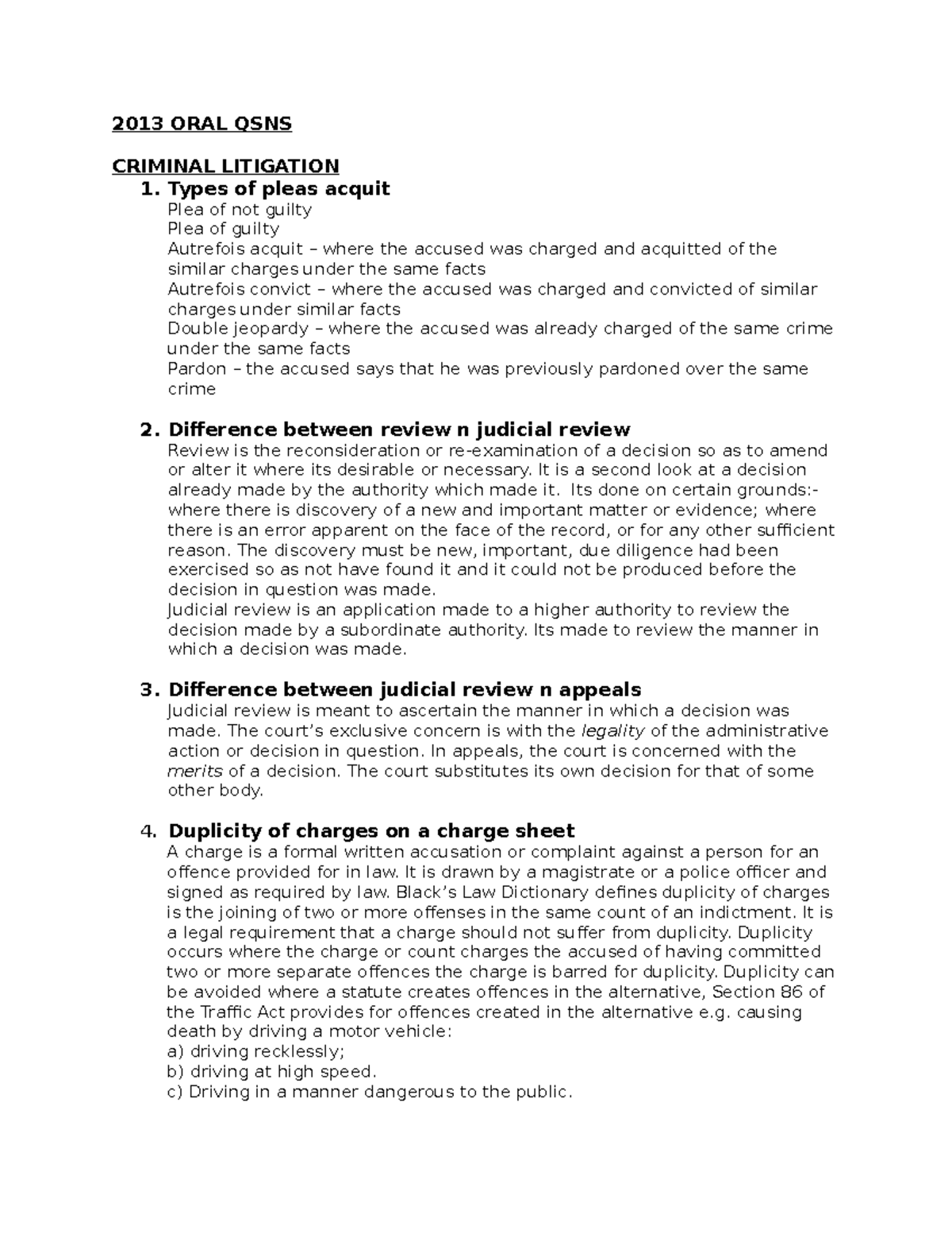 2013 ORAL Questions (Autosaved)-2 - 2013 ORAL QSNS CRIMINAL LITIGATION ...