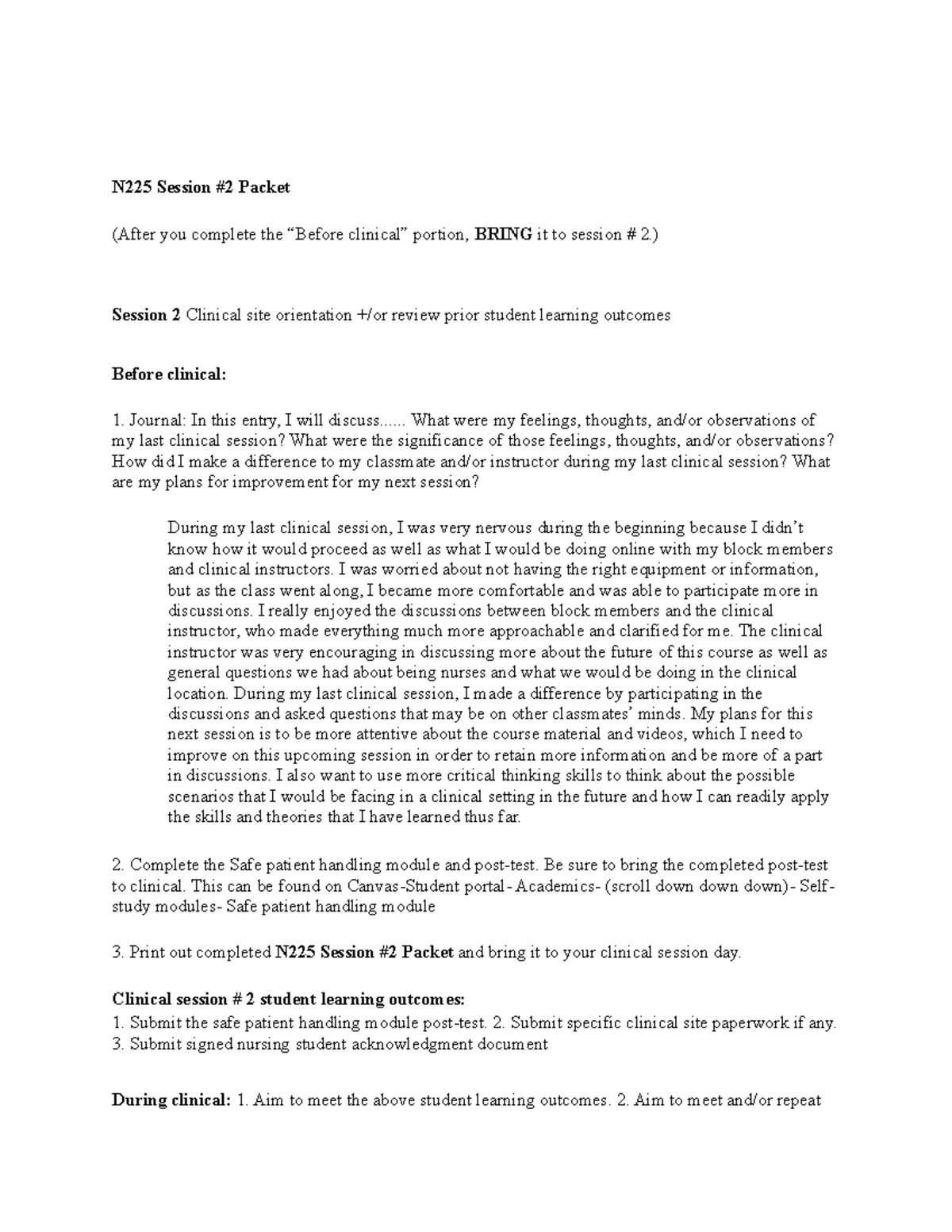 Session Packets #2 Block 12 - N225 Session #2 Packet (After you ...