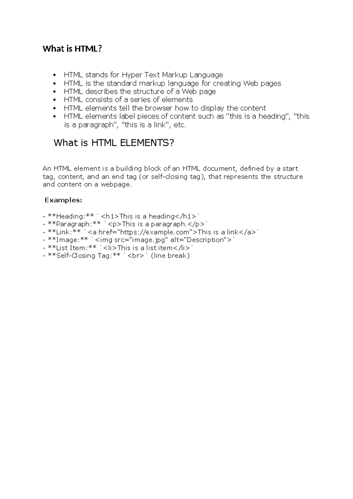 HTML Notes - hjbhkuhuhuhu - What is HTML? HTML stands for Hyper Text ...