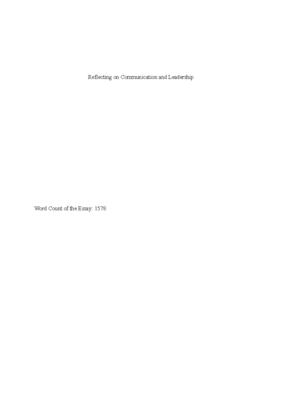 PYB007 Reflective Essay - Reflecting on Communication and Leadership ...