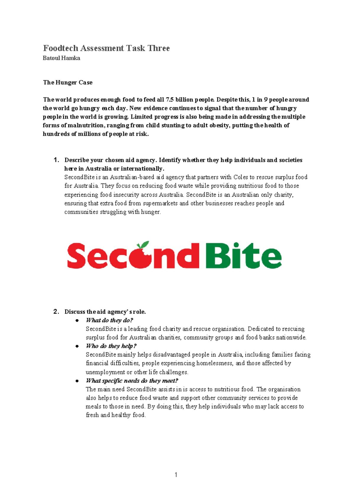 Foodtech Assessment Task Three - Foodtech Assessment Task Three Batoul ...