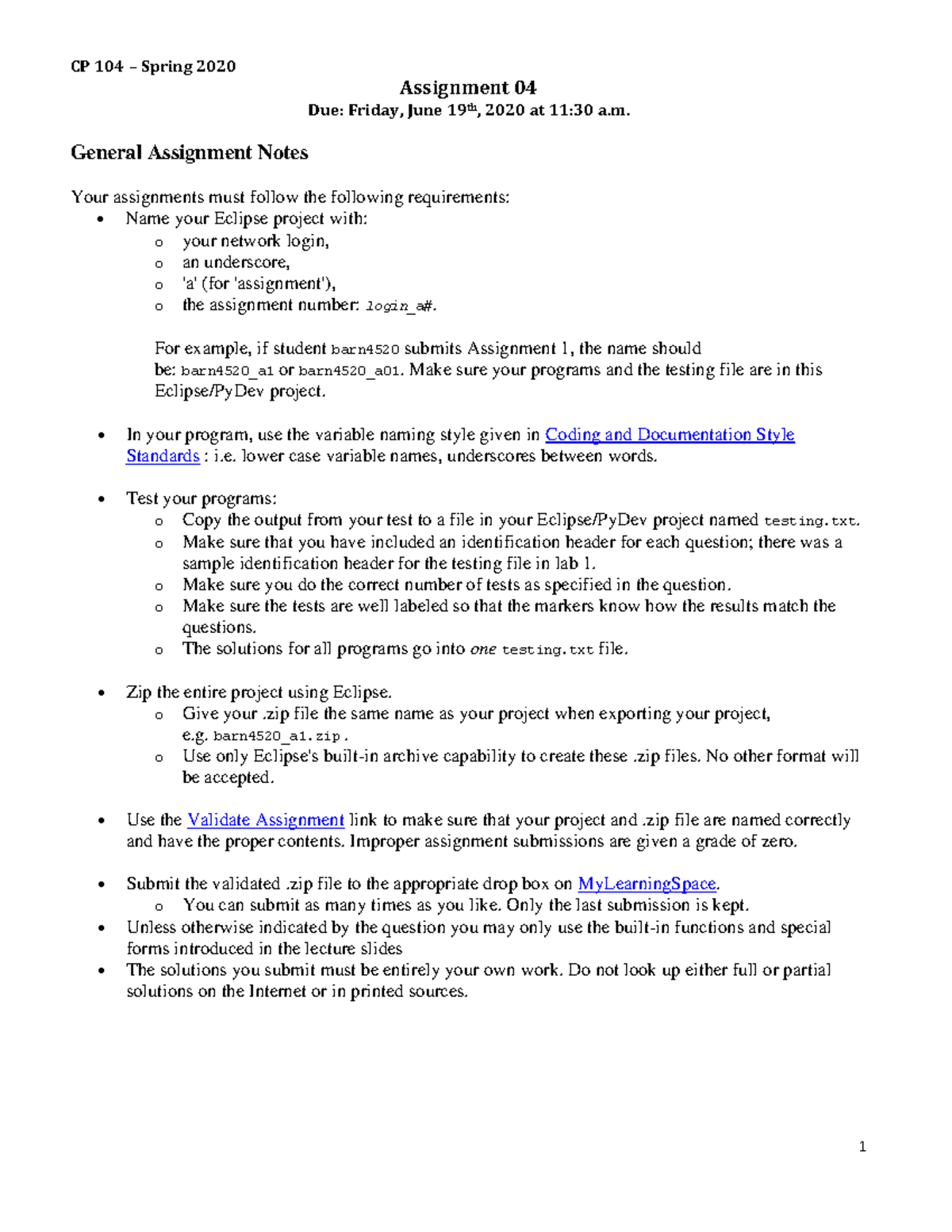 Assignment 04 S20 - Assignment 04 Due: Friday, June 19th, 20 20 at 11 : ...