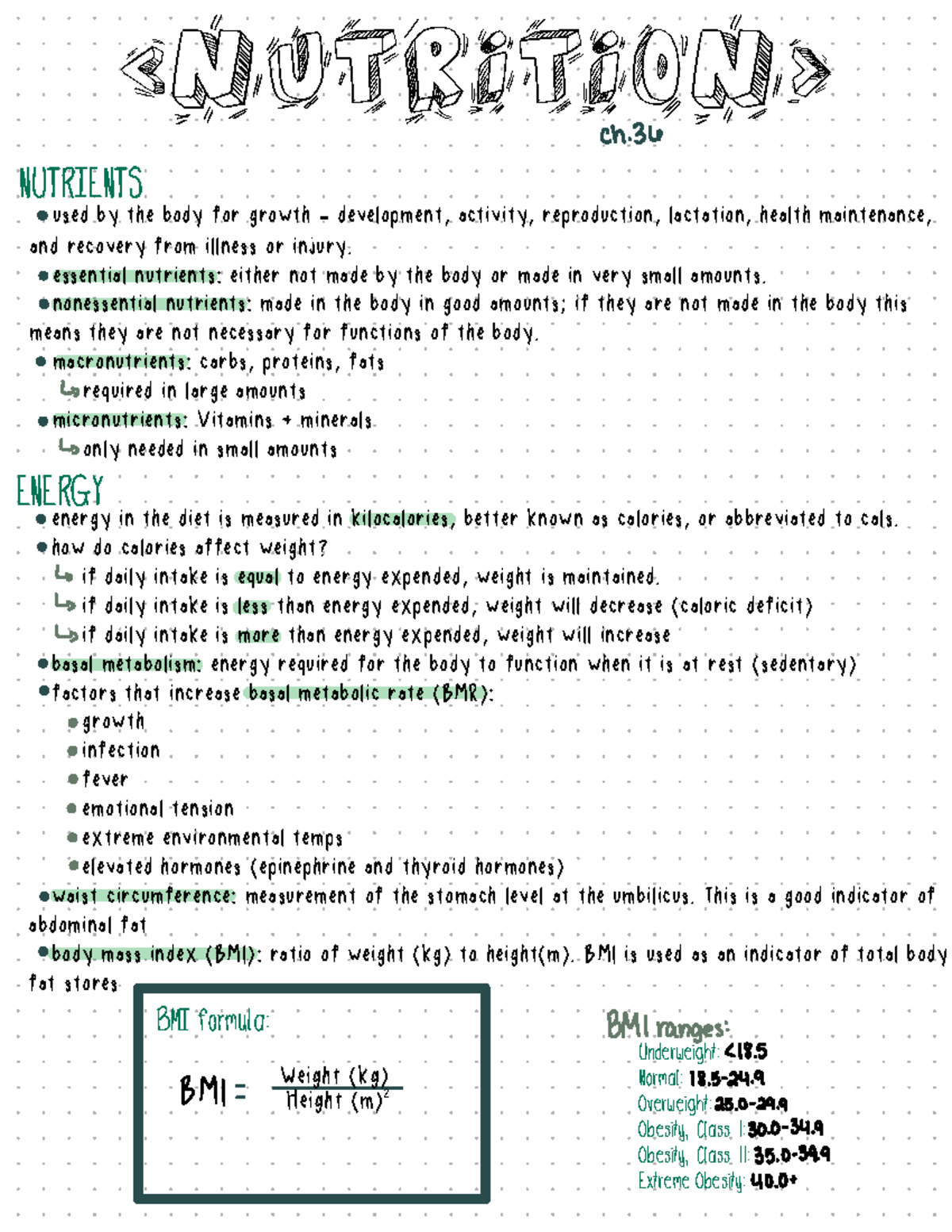 Nutrition (unit 6) - NUTRIENTS ####### used by the body for growth ...