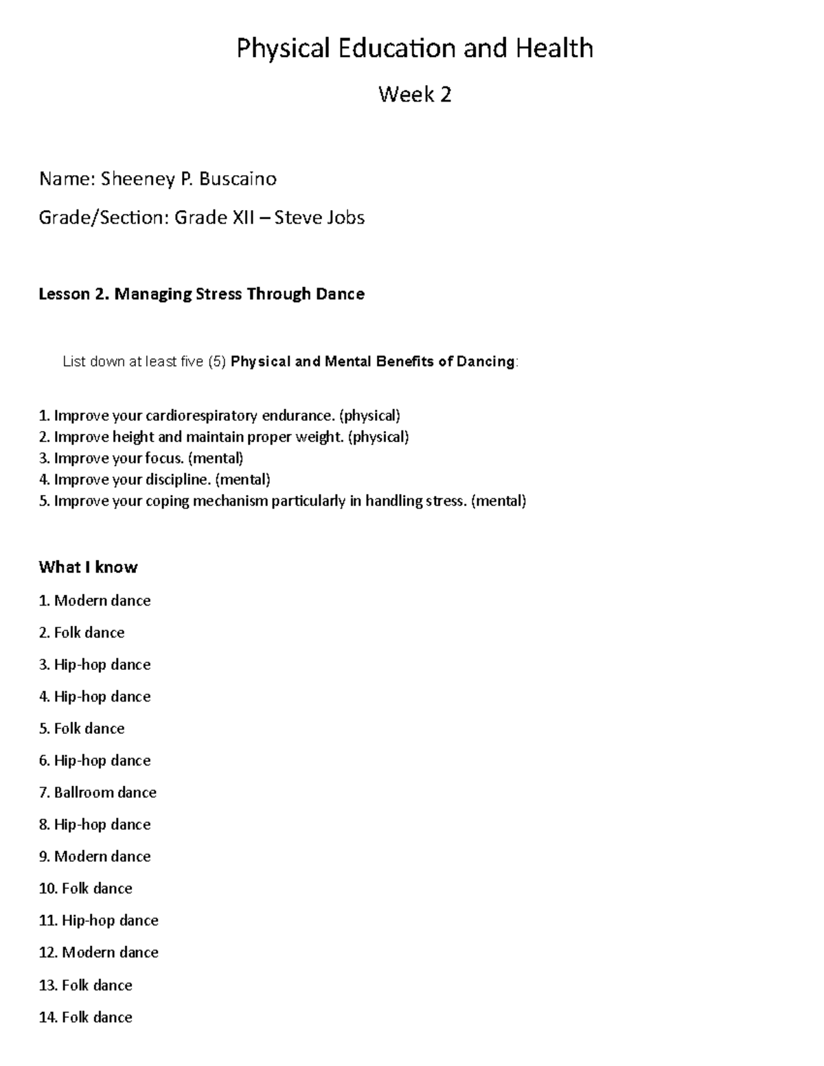 PE-3-week-2 - Laban - Physical Education and Health Week 2 Name ...