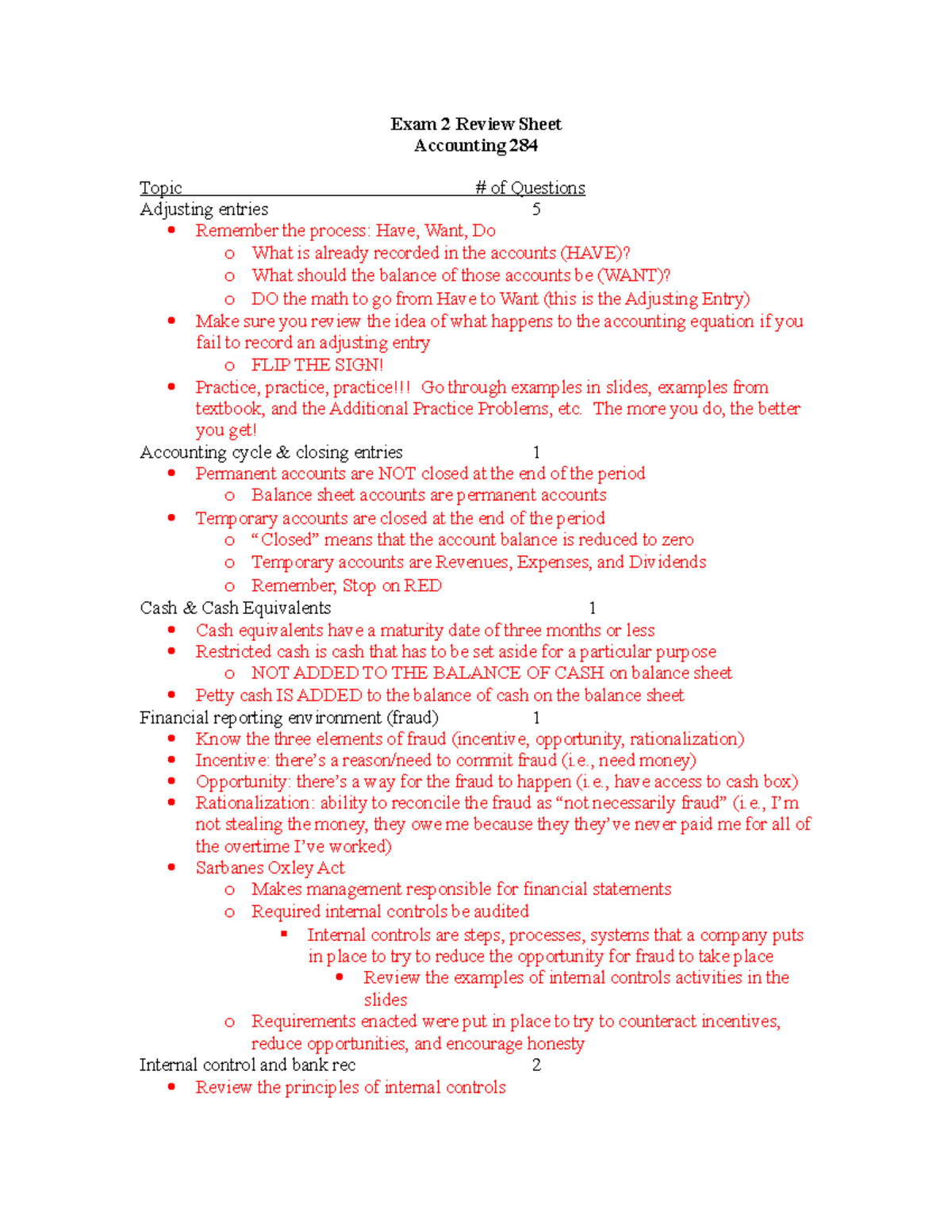 Exam 2 Review Sheet with my notes updated F18 - Exam 2 Review Sheet ...