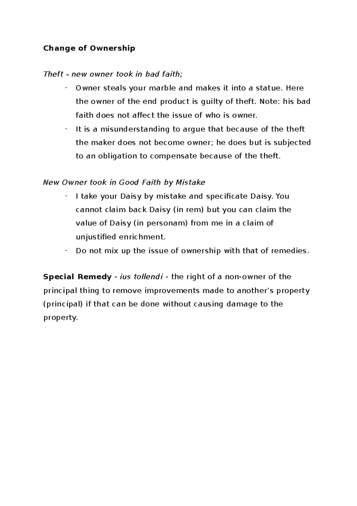 Change of Ownership notes - Change of Ownership Theft - new owner took ...