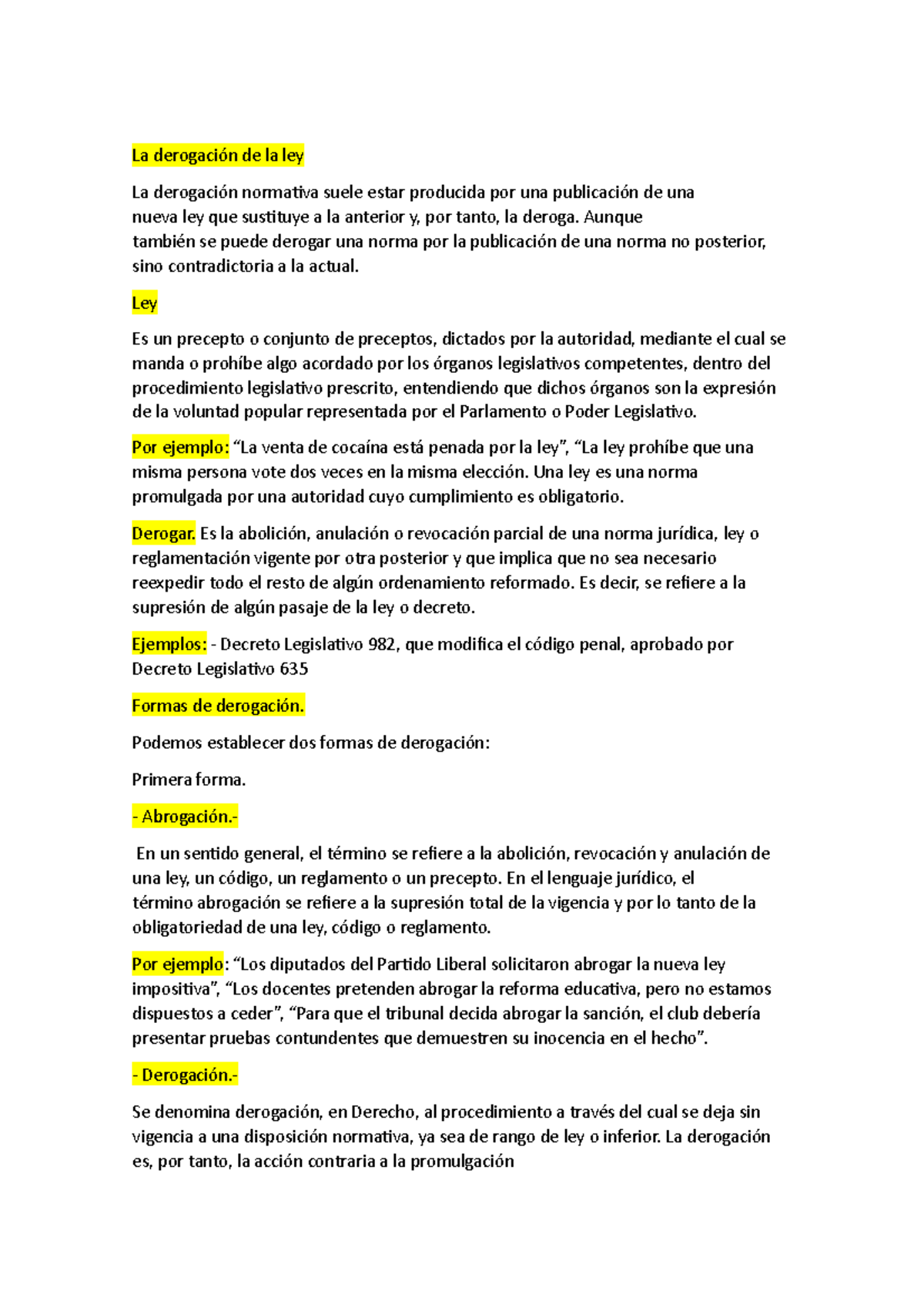 Introduccion AL Derecho Exposicion - La derogación de la ley La ...
