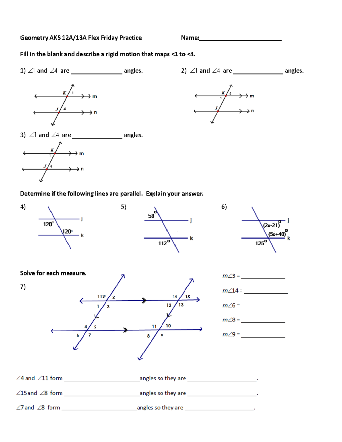 Geometry AKS 12A,13B Practice - Geometry AKS 12A/13A Flex Friday ...