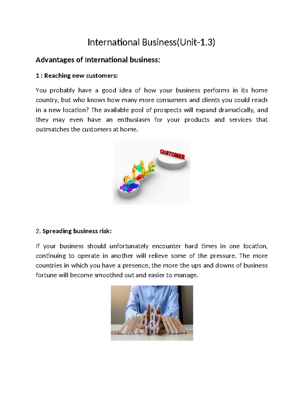 IB-UNIT 1.3 Notes - International business - International Business ...