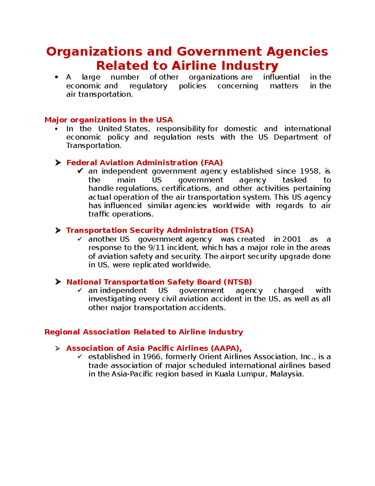 Organizations and Government Agencies Related to Airline Industry - BS International Travel and ...