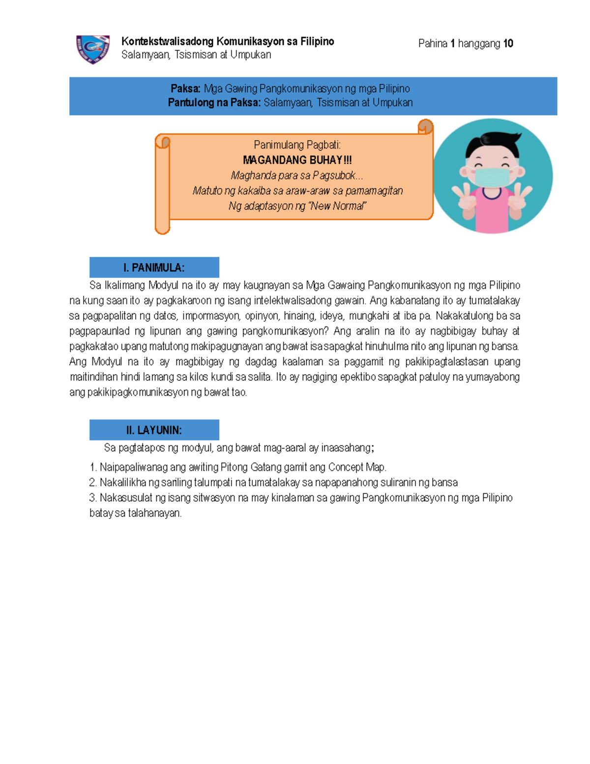 COL010 Module for Week 5 - Salamyaan, Tsismisan at Umpukan Pahina 1 ...