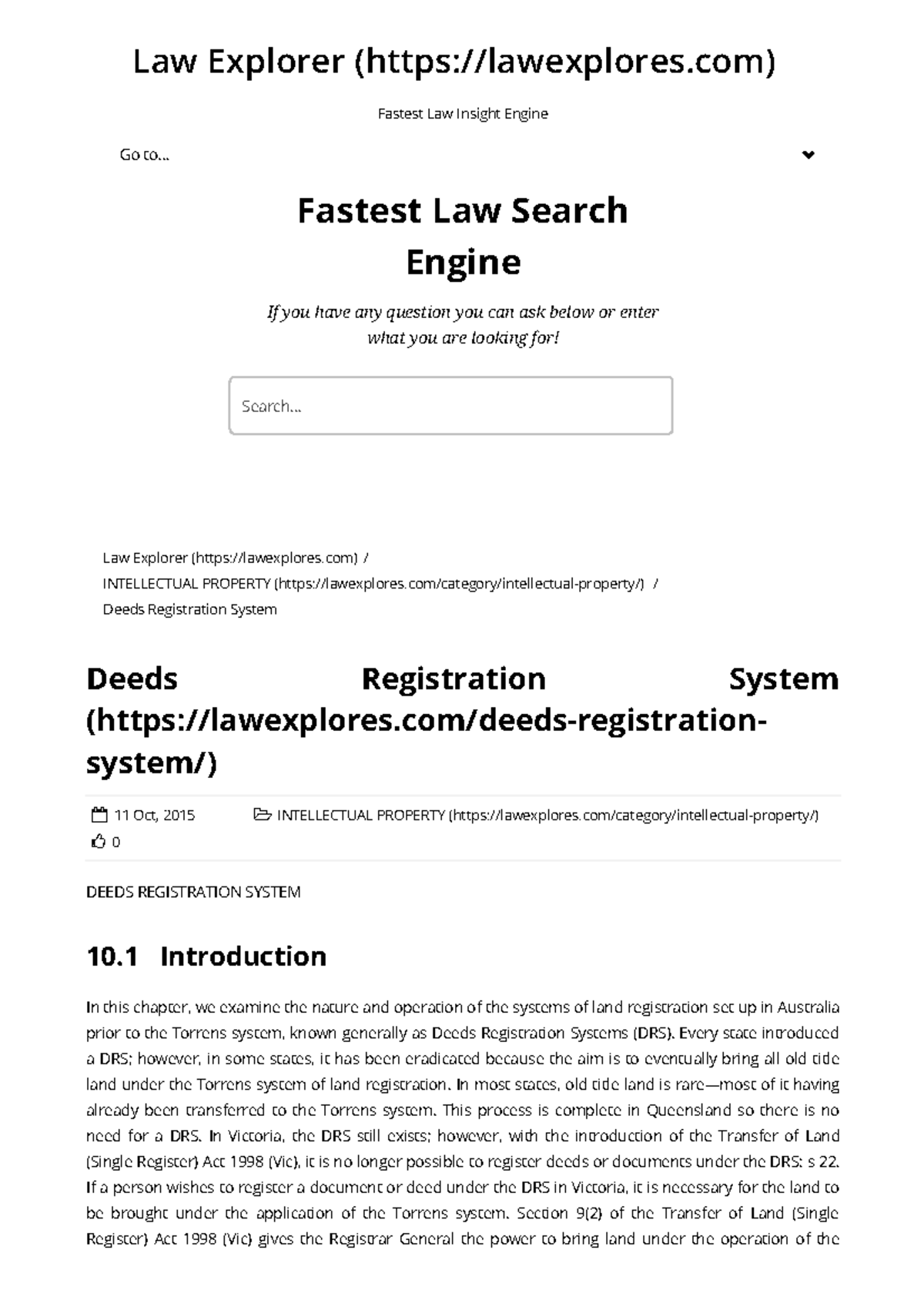 Deeds Registration System land law notes - Law Explorer (lawexplores ...