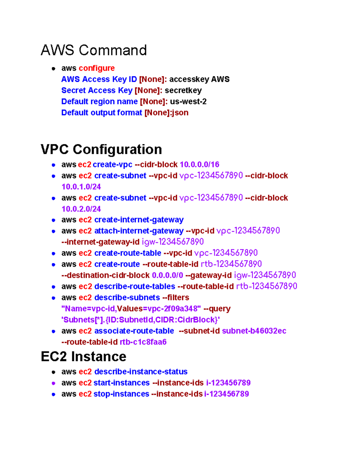AWS Command - AWS Command aws configure AWS Access Key ID [None]: accesskey AWS Secret Access ...