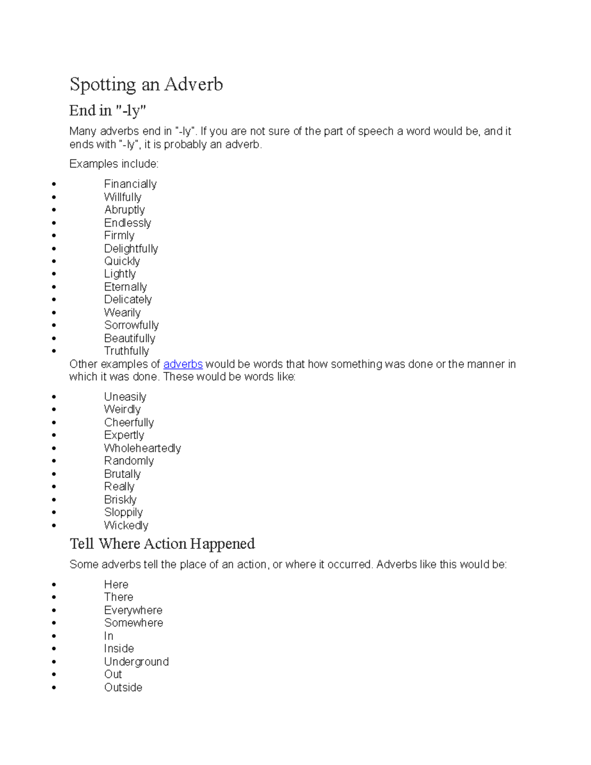 Spotting An Adverb Guide Spotting An Adverb End In ly Many