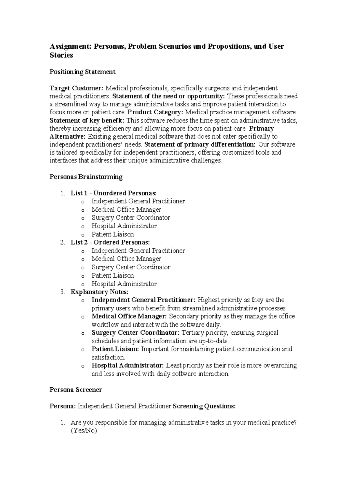 Assignment - Apunte - Assignment: Personas, Problem Scenarios and ...