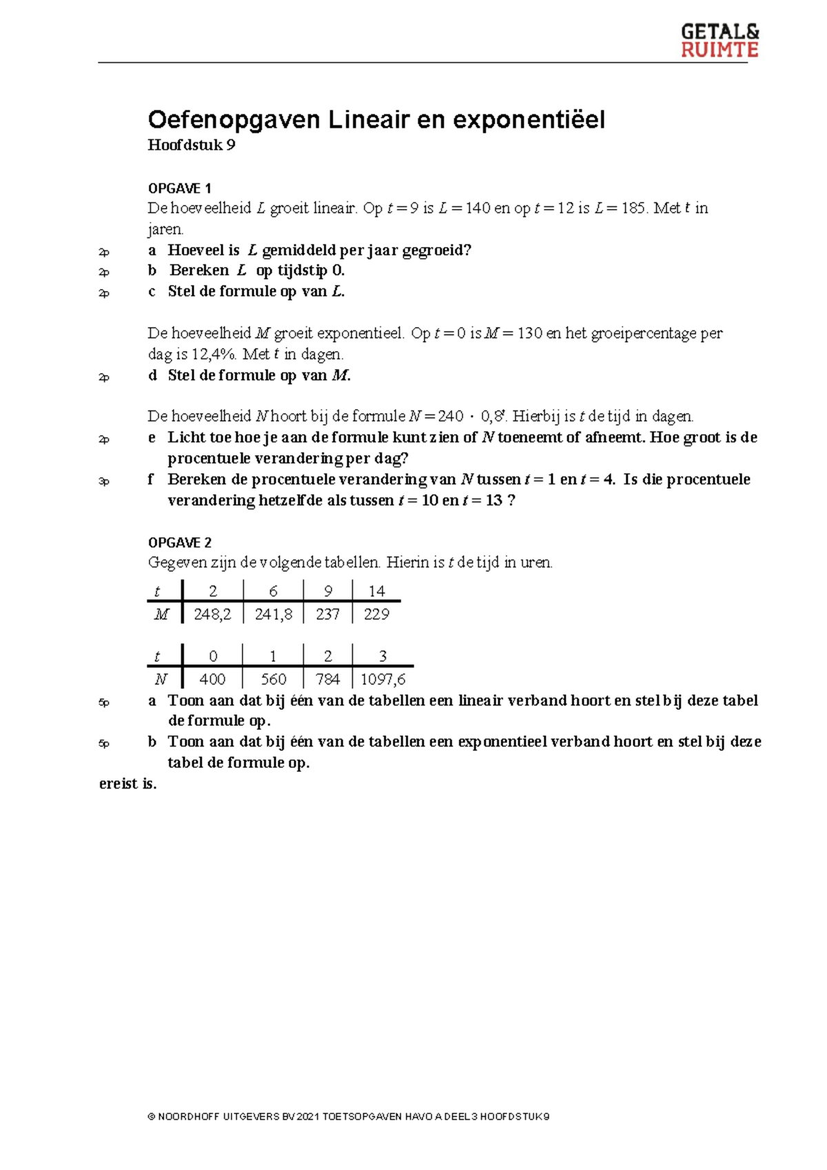 Oefenopgave-exponentieel-en-lineair - Oefenopgaven Lineair en ...