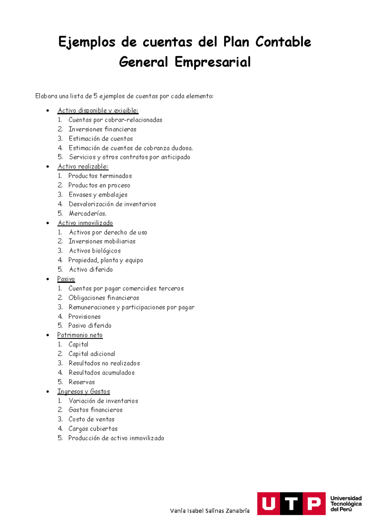 Ejemplos de cuentas del Plan Contable General Empresarial(S05 - Ejemplos de cuentas del Plan ...