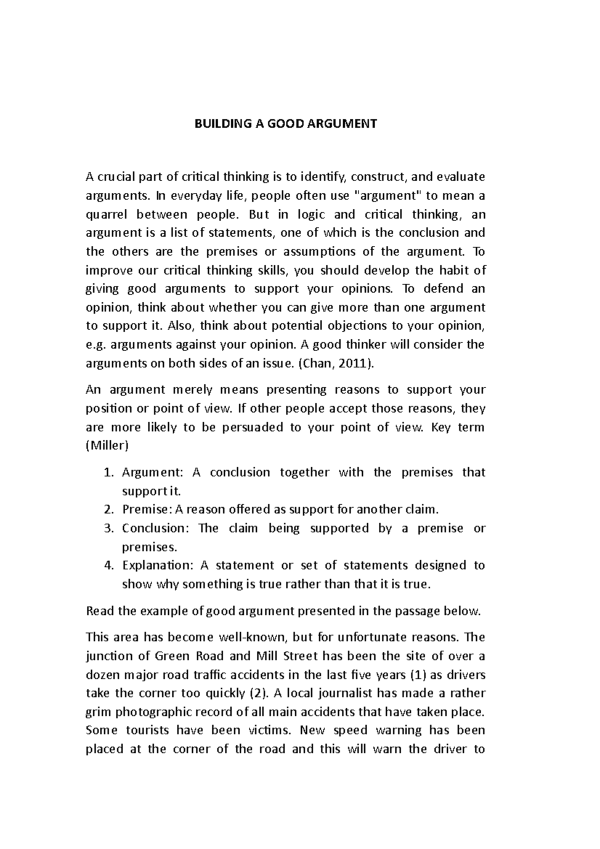 Building A Good Argument - BUILDING A GOOD ARGUMENT A crucial part of ...