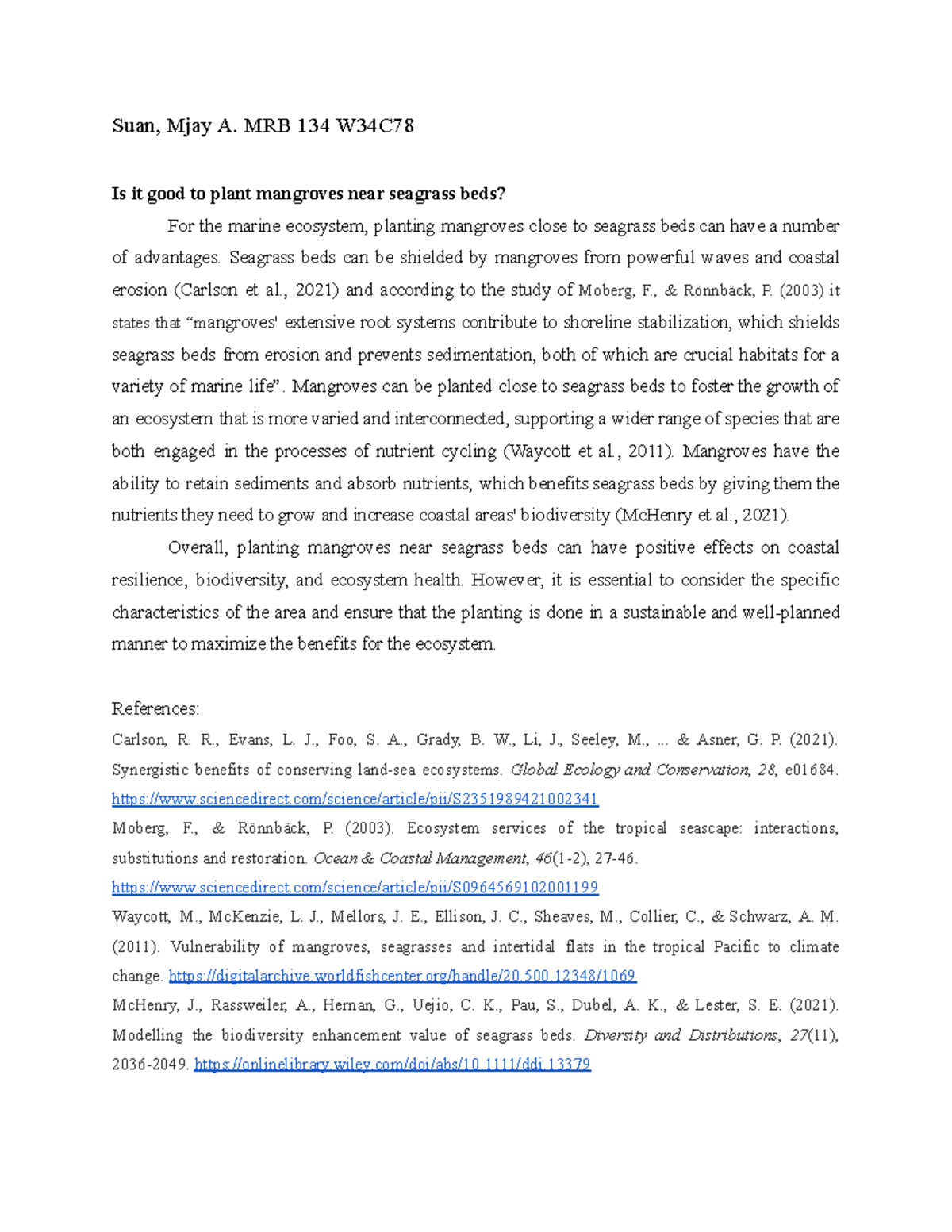 Marine Ecology Suan - a lecture note - Suan, Mjay A. MRB 134 W34C Is it ...