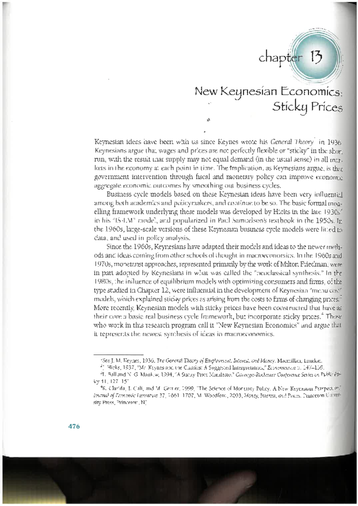 Chapter 13 (4th) - chapter 13 New Keynesian Economics: Sticky Prices ...