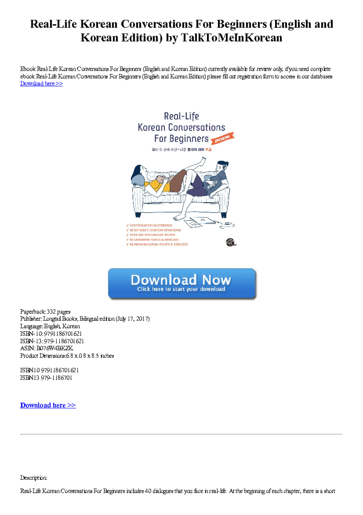 Pdfcoffee - Real-Life Korean Conversations For Beginners (English and Korean Edition) by - Studocu