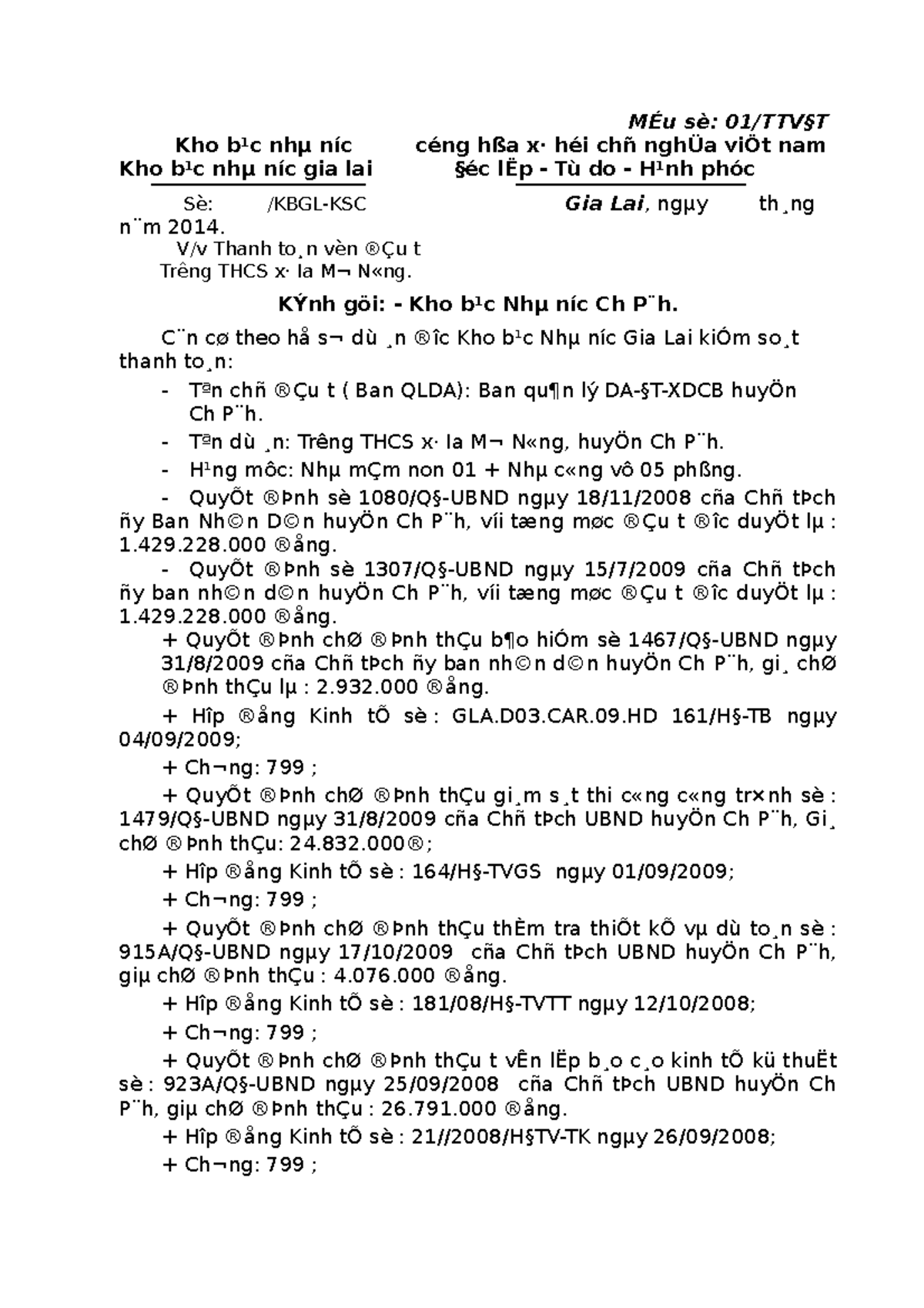 Mau moi KB 2014 - tiyti - MÉu sè: 01/TTV§T Kho b¹c nhμ níc céng hßa x ...