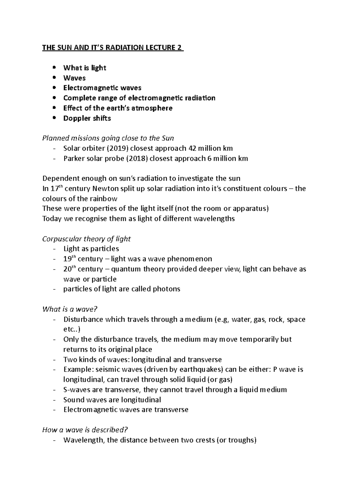 THE SUN AND IT’S Radiation Lecture 2 - THE SUN AND IT’S RADIATION ...