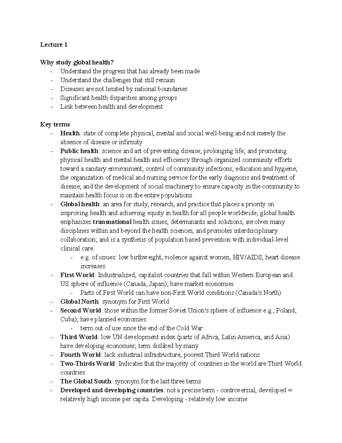 APA1122 - Lectures 1-8 - It explores the importance of studying global ...