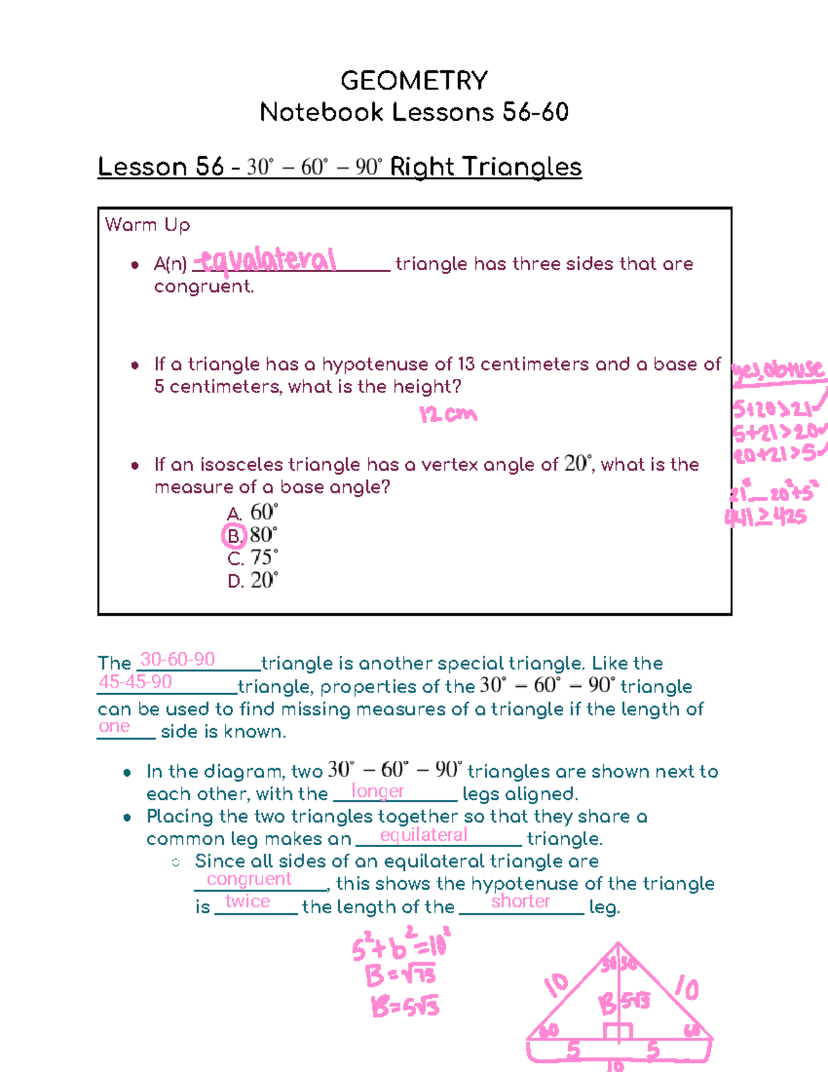 Laura Mathews - GEO L56-60 Notebook - GEOMETRY Notebook Lessons 56 ...