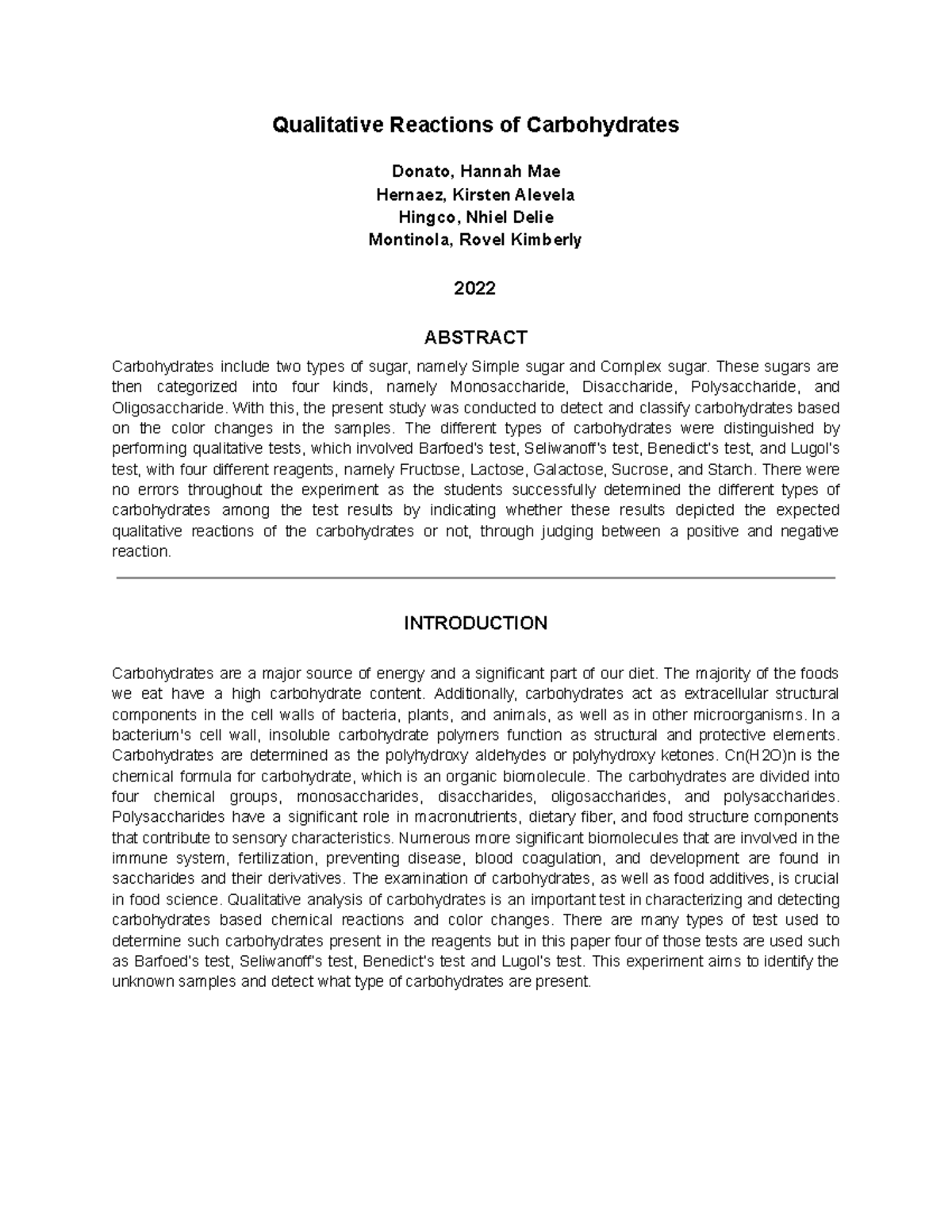 Group 4A Scientific- Paper Qualitative-Reactions-of-Carbohydrates ...