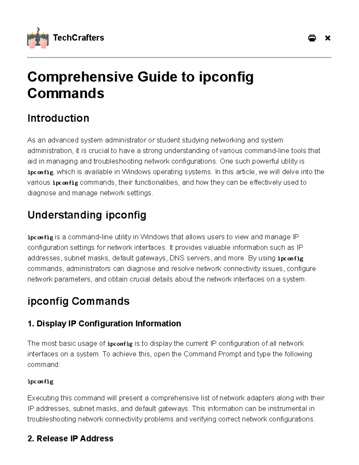 Lab tutorial/ exercise - TechCrafters Comprehensive Guide to ipconfig ...