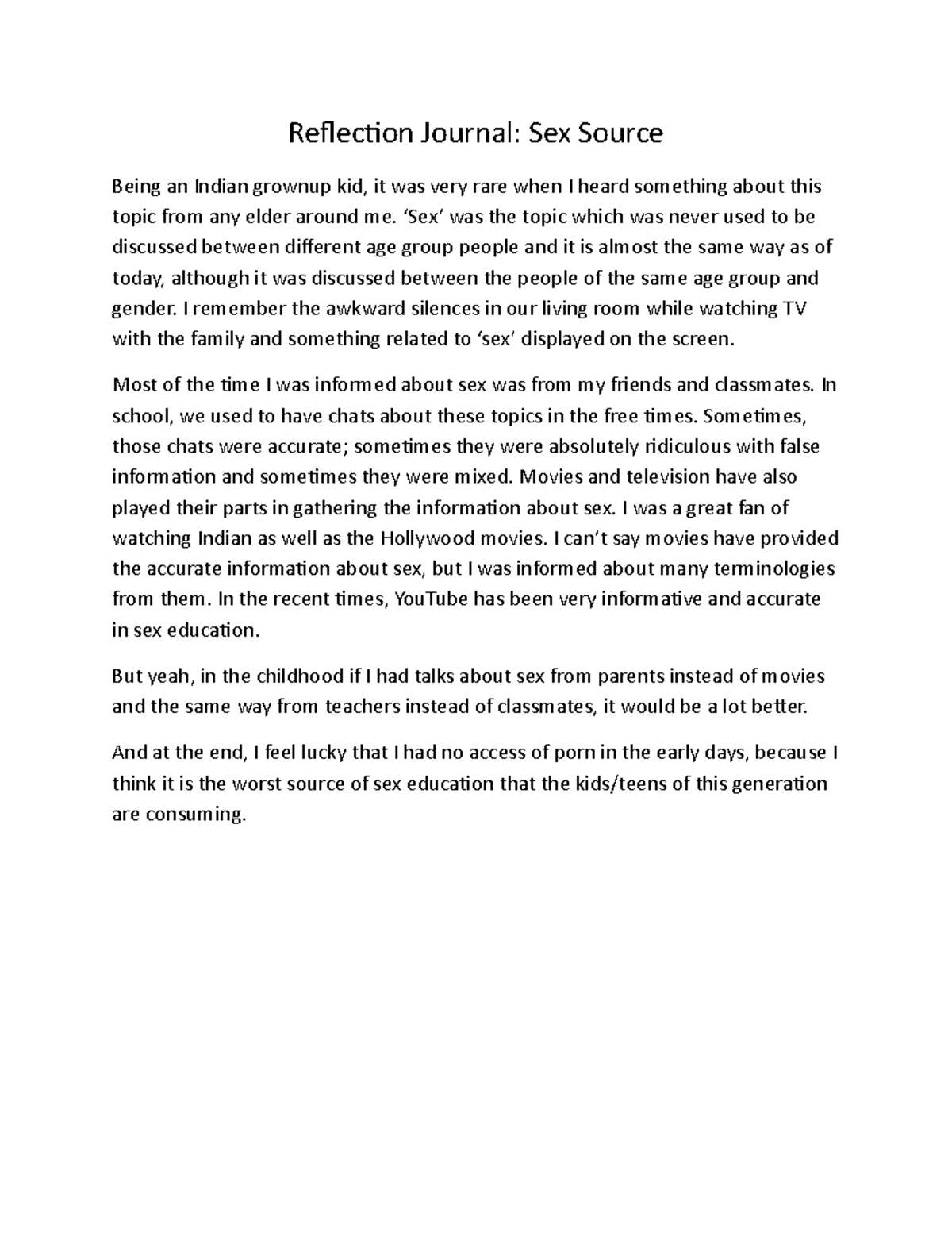 Reflection Journal Sex Source Reflection Journal Sex Source Being An