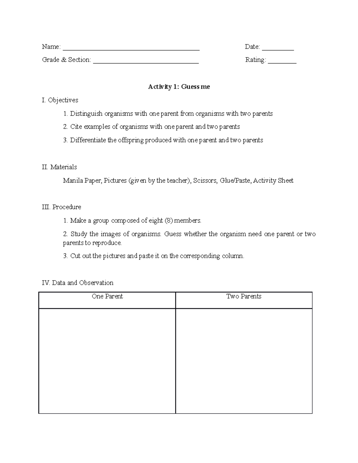 Activity- Guess ME - Name: _______________________________________ Date ...