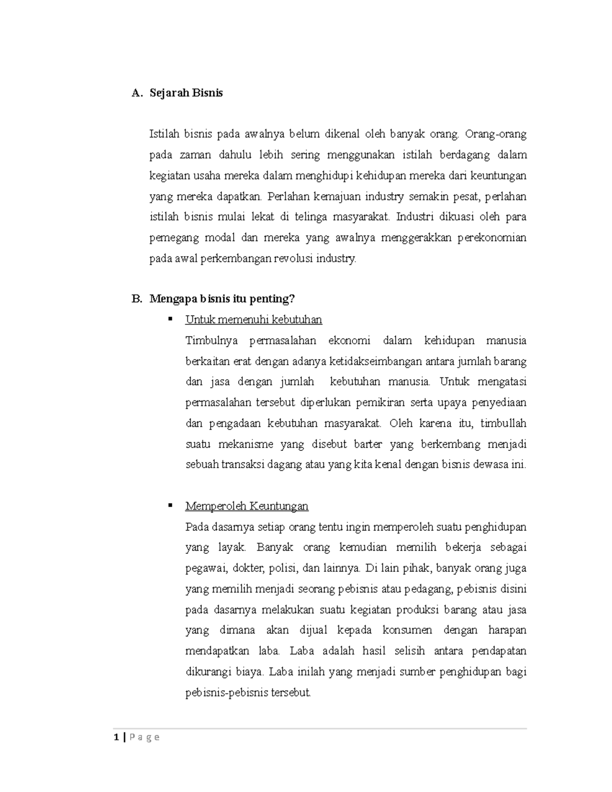 Pengantar Bisnis - Business Introduction - A. Sejarah Bisnis Istilah ...