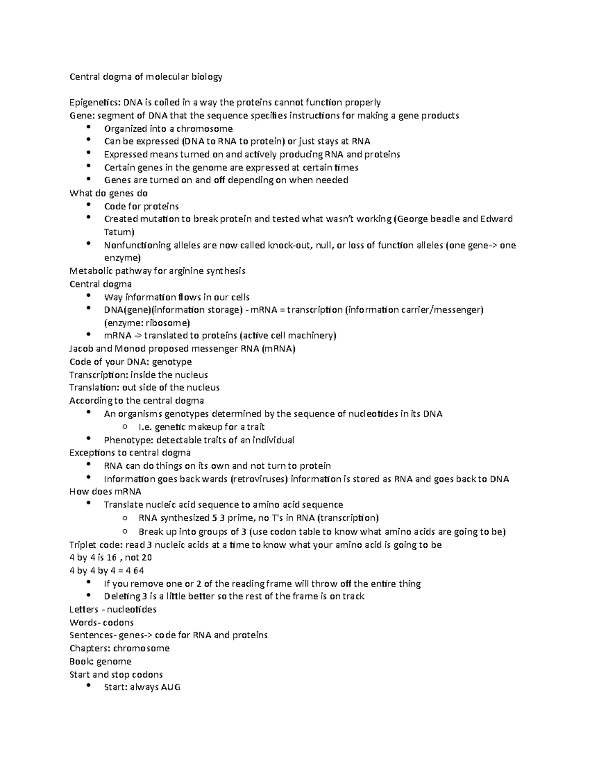 Chapter 16 - Central dogma of molecular biology Epigenetics: DNA is ...