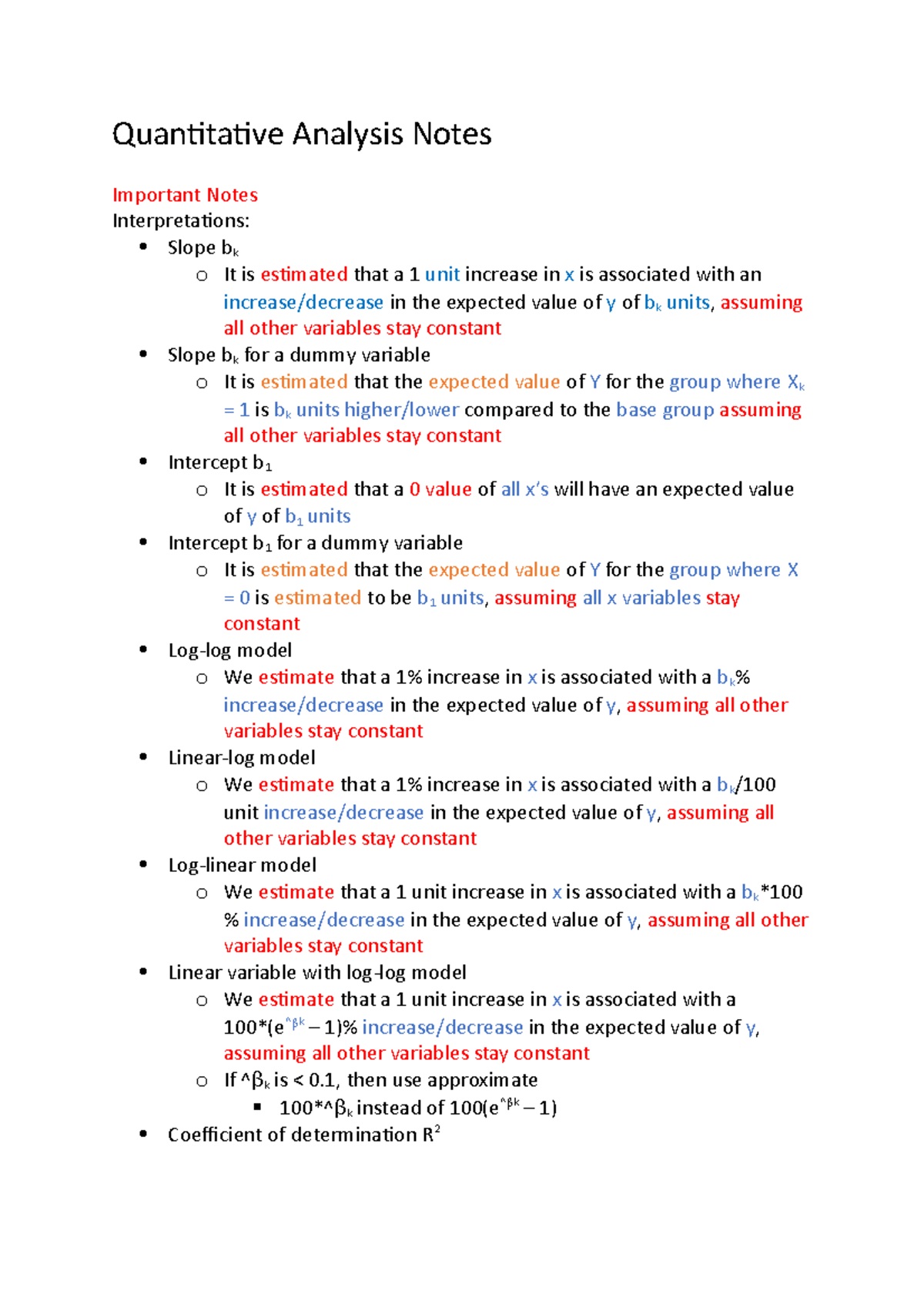 Analysis Notes - Quantitative Analysis Notes Important Notes ...