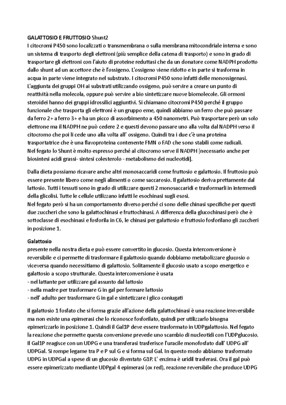 Shunt 2 galattosio e fruttosio - GALATTOSIO E FRUTTOSIO Shunt I ...