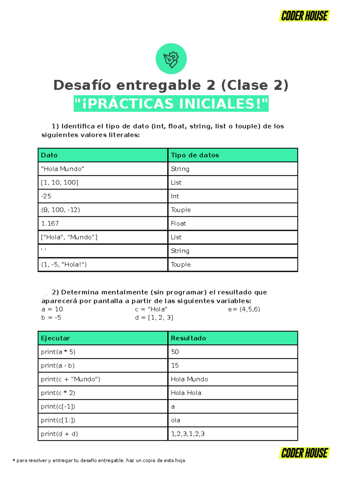 Desafío entregable 2 - Luciano Nahuel Peña - Desafío entregable 2 (Clase 2) "¡PRÁCTICAS - Studocu