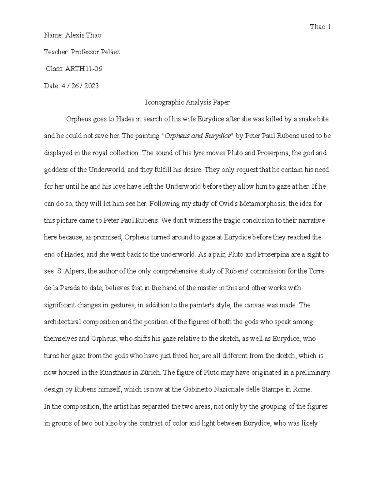 Iconographic Analysis Paper - ARTH 11 - Fresno State - Studocu