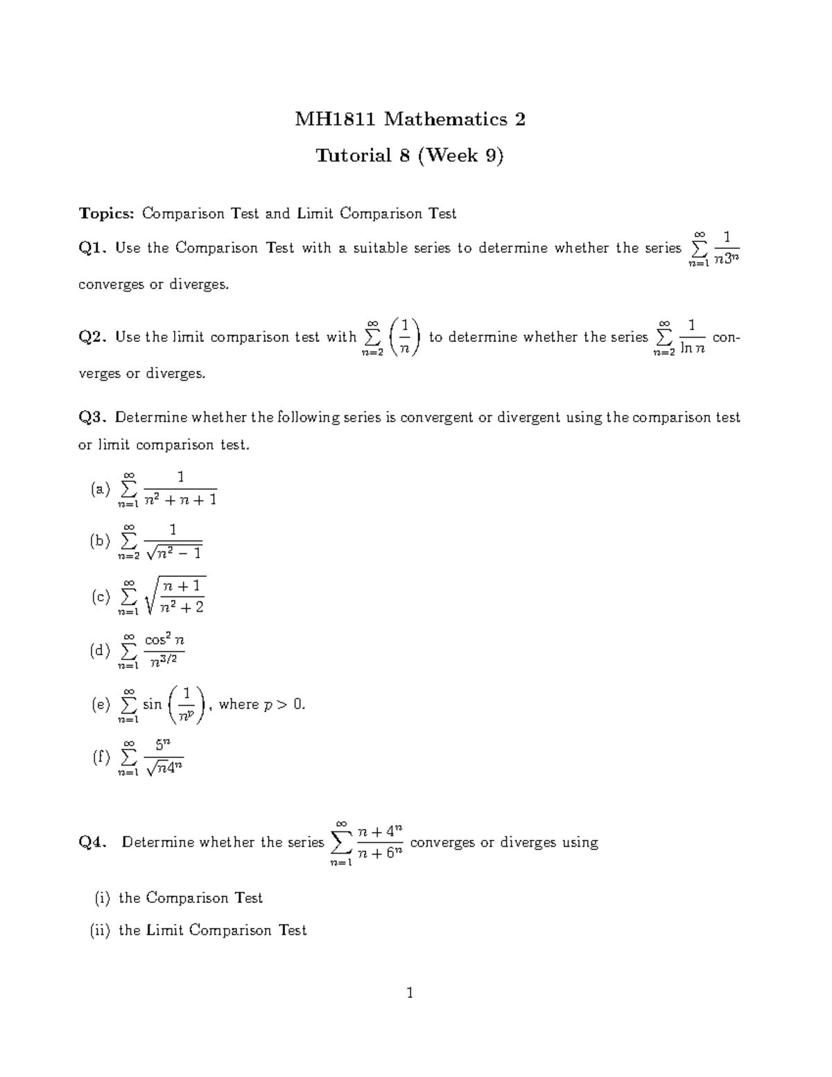 Tutorial 08 - MH1811 Mathematics 2 Tutorial 8 (Week 9) Topics ...