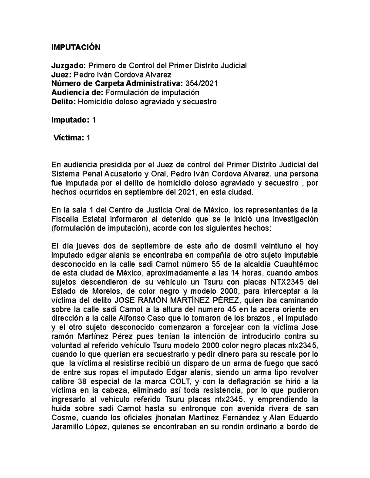 ImputacióN - Derecho Penal - UVM - Studocu