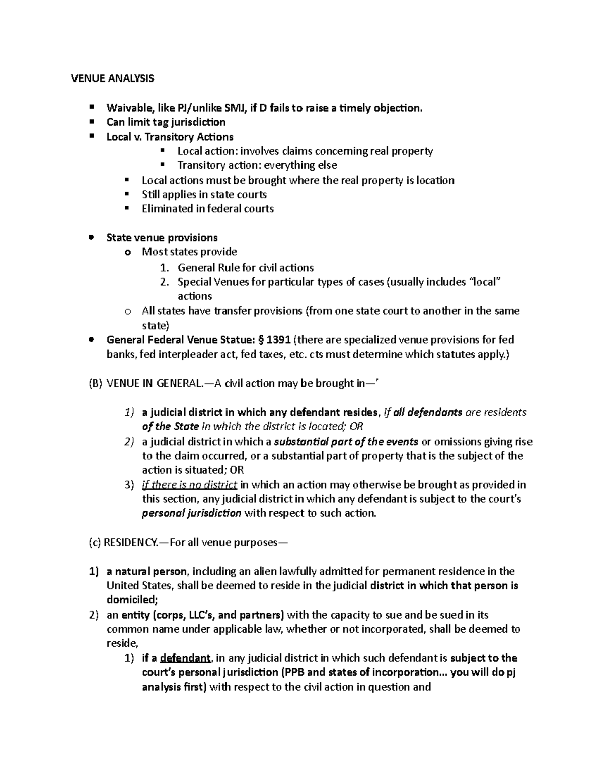Venue Analysis Step by Step - VENUE ANALYSIS § Waivable, like PJ/unlike ...
