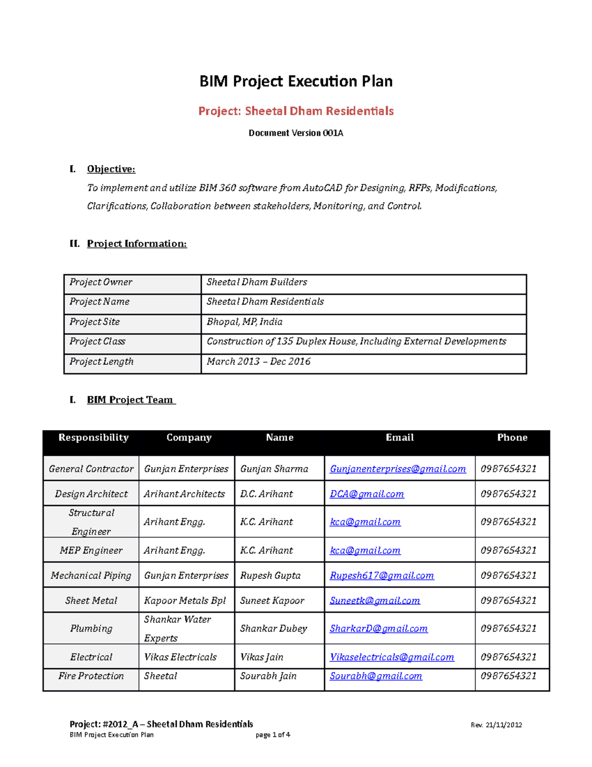 Individual Assignment 1 BIM - BIM Project Execution Plan Project ...