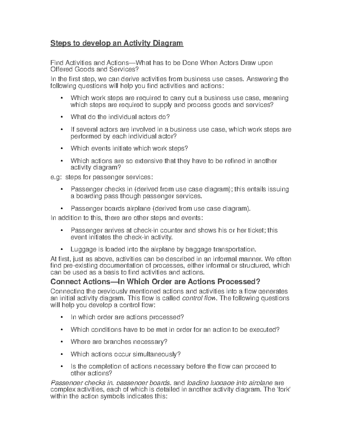 Steps to develop an Activity Diagram - Answering the following ...