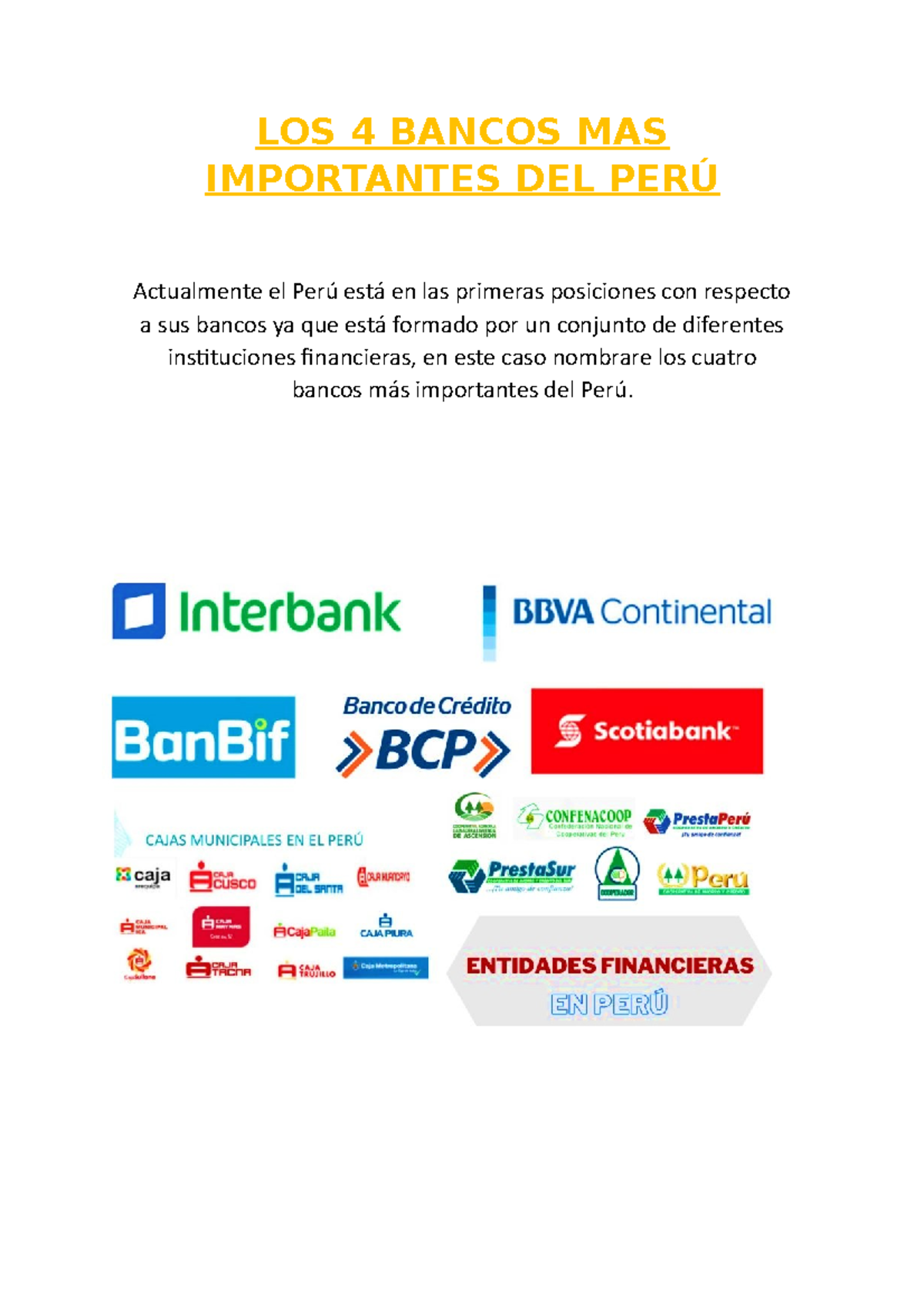 LOS 4 Bancos MAS Importantes DEL PERÚ Alondraorue - LOS 4 BANCOS MAS ...