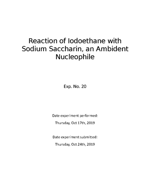 Reaction of Iodoethane with Sodium Saccharin, an Ambident Nucleophile ...