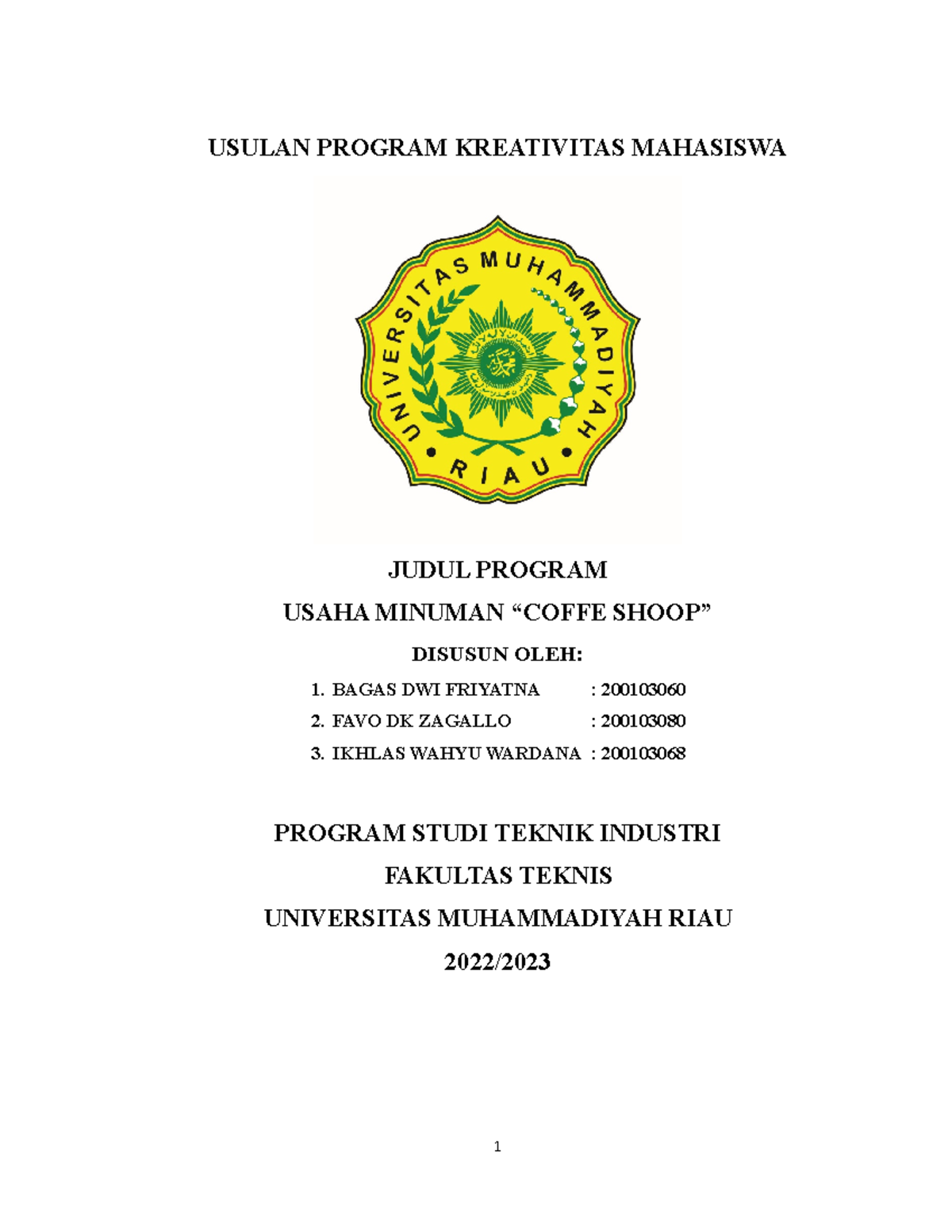 Usulan Program Kreativitas Mahasiswa by iww - USULAN PROGRAM ...